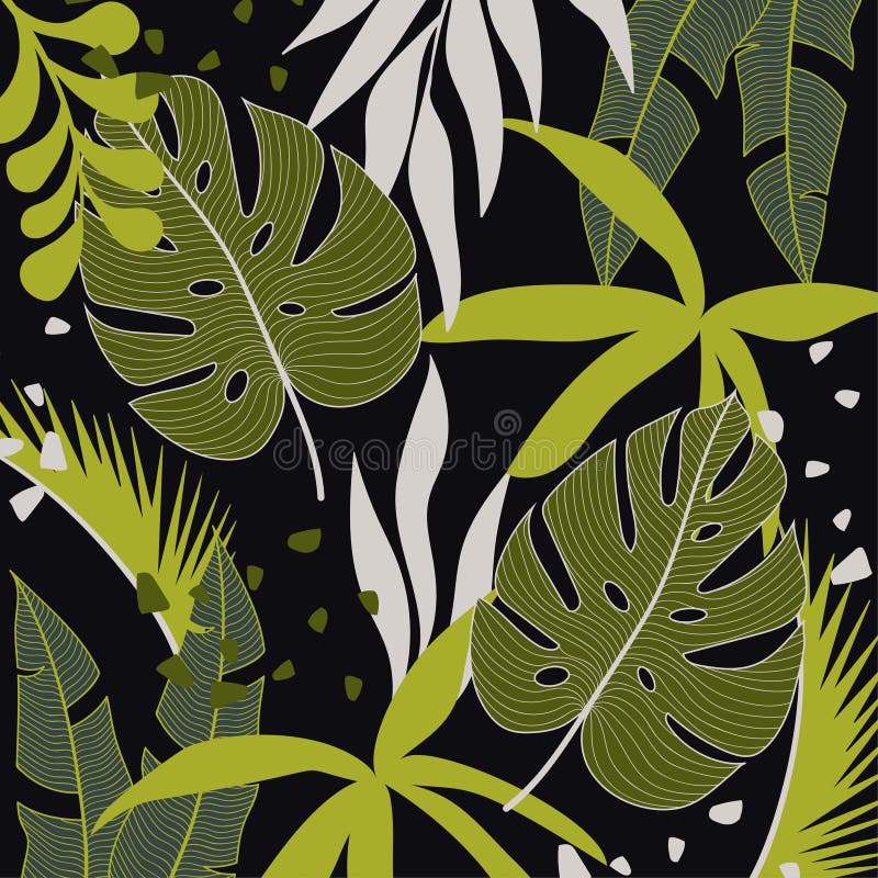 Abstract Colorful Hawaiian Seamless Pattern with Tropical Plants and ...