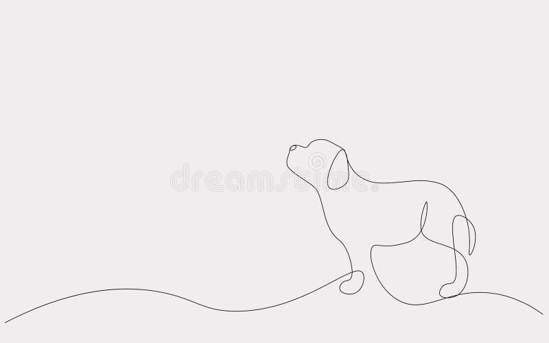Cute Puppy One Line Drawing, Vector Stock Vector - Illustration of ...