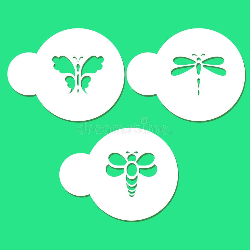 Insect Green Stencil Art Set Stock Illustration - Illustration of ...