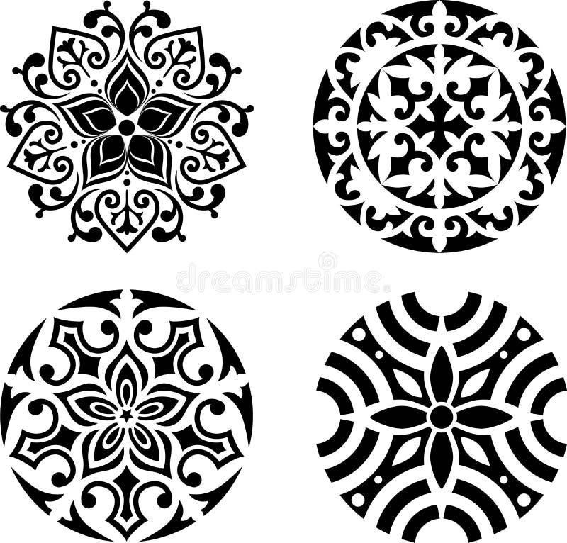 Indian Black Stencil Art Set Stock Illustration - Illustration of ...
