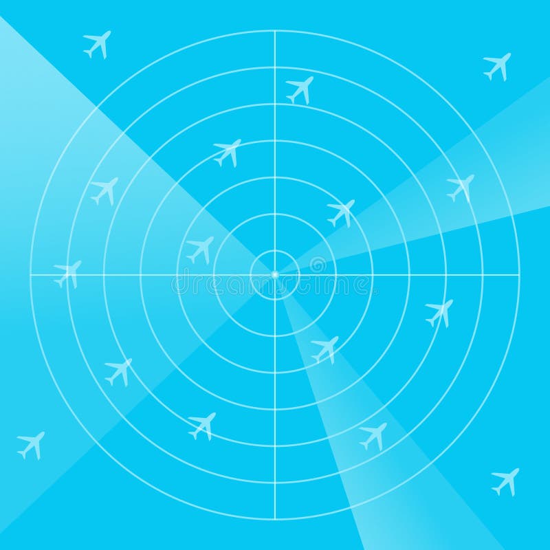 Blue Radar Screen with Planes, Air Traffic Control Radar Monitor Show ...