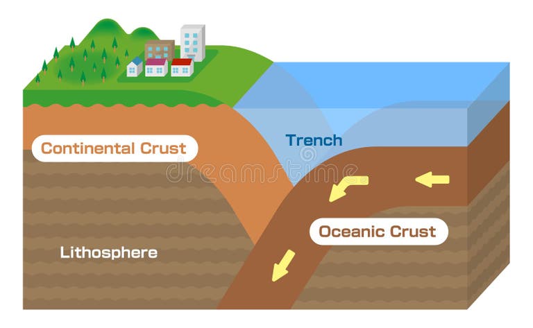 Continental Crust and Oceanic Crust / English Stock Vector ...