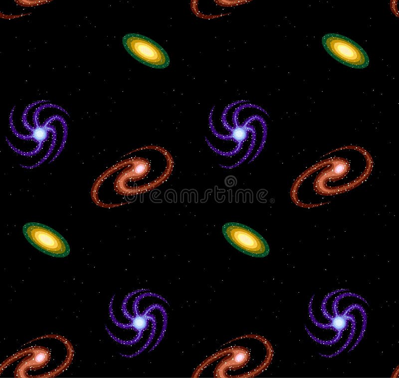 Seamless Pattern with Galaxies, Vector Illustration Stock Vector ...