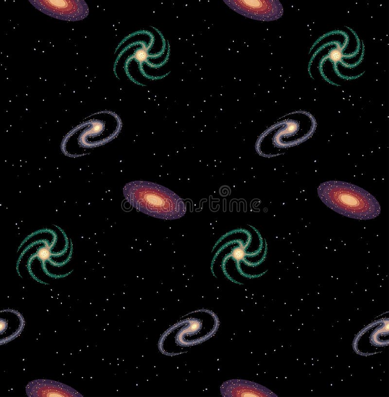 Seamless Pattern with Galaxies, Vector Illustration Stock Vector ...