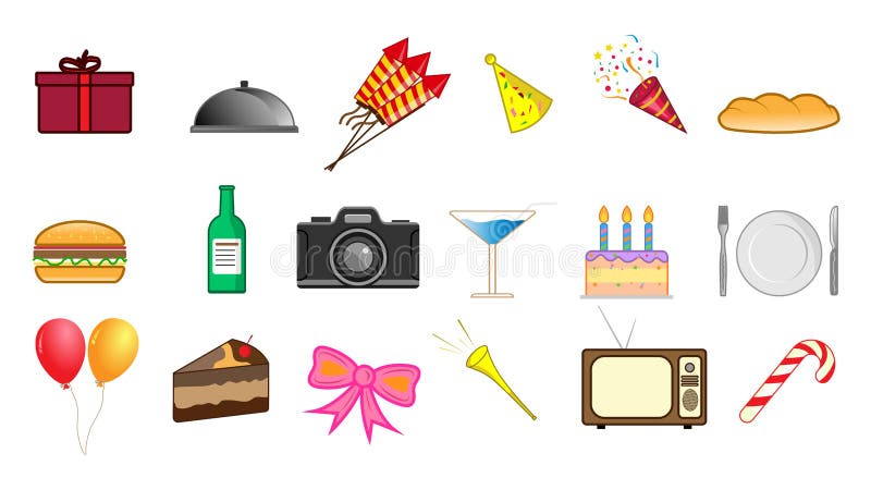 Celebration and Party Icons with Various Icon Shapes Stock Vector ...
