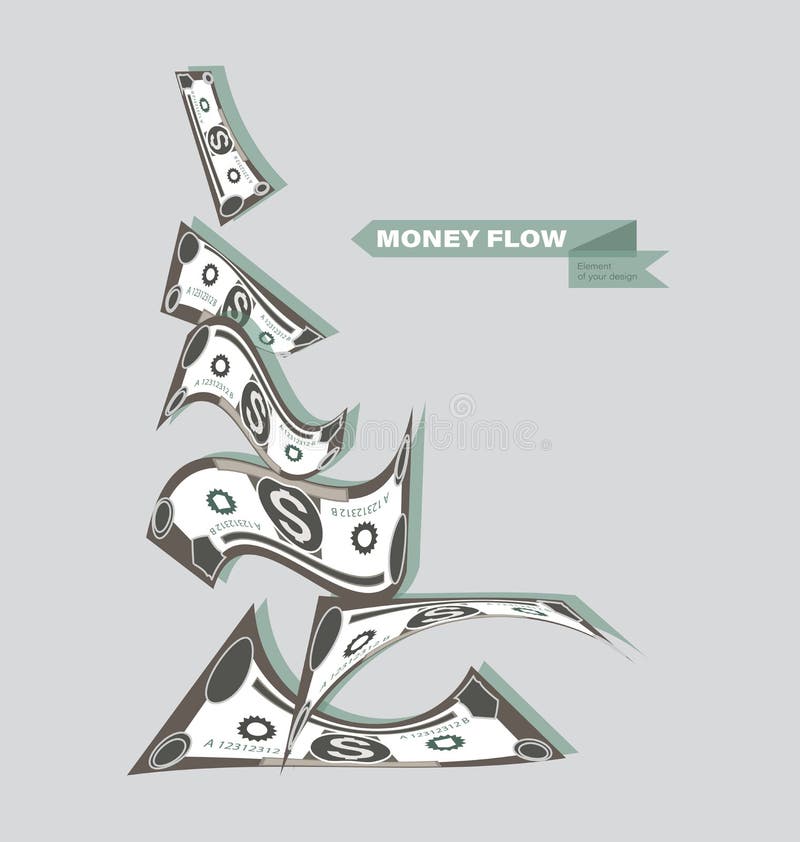 Money Flow. Falling Dollar Banknotes, Money Rain Stock Vector ...