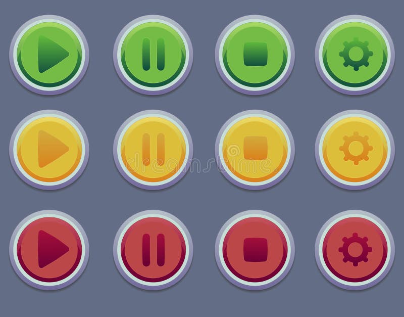 User Interface Colorful Buttons Set Stock Vector - Illustration of ...