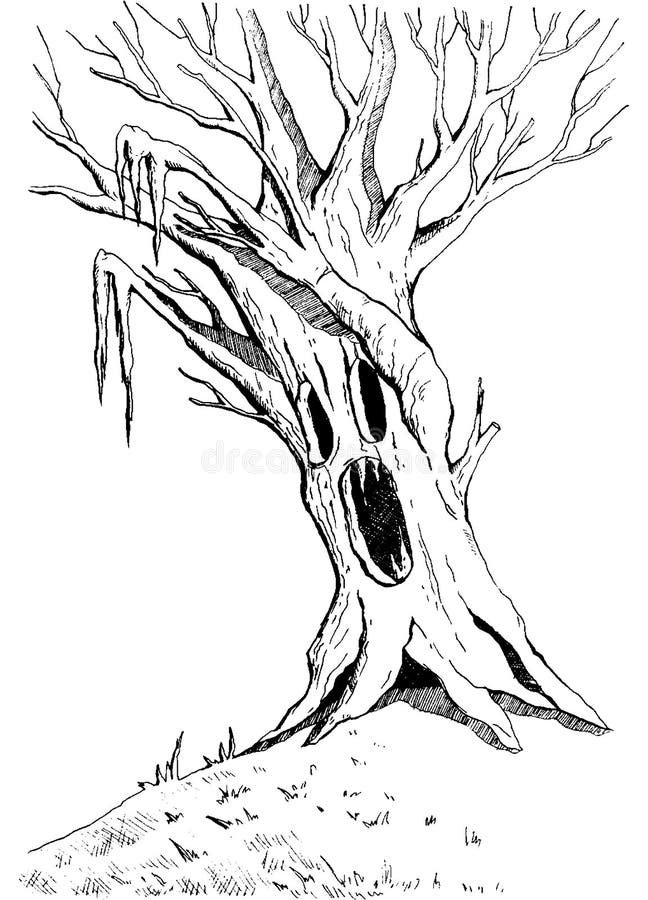 Angry Enchanted Tree with Scary Face. Halloween Monsters Spooky Haunted ...
