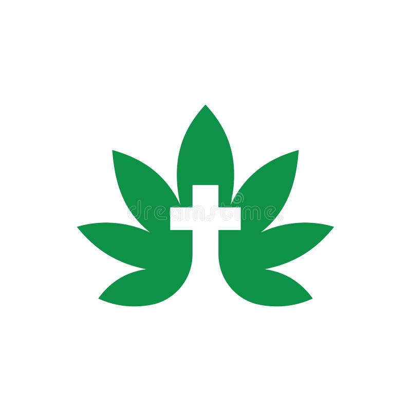 Marijuana Leaf With Green Cross. Medical Cannabis. Icon Logo Template ...