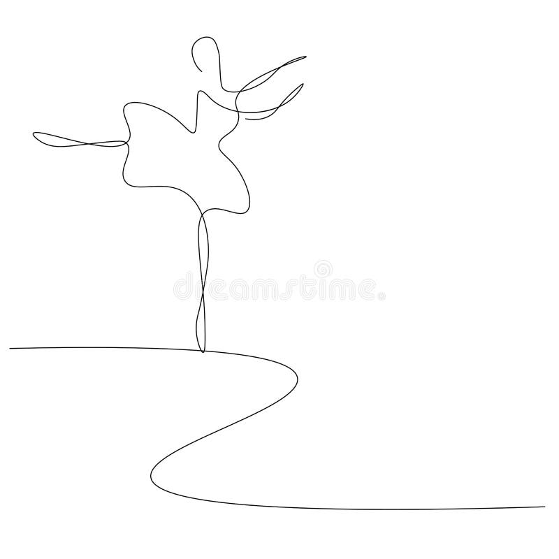 Dancer Silhouette Ballerina Line Drawing Vector Illustration Stock ...