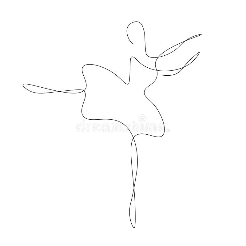 Dancer Silhouette Ballerina Line Drawing Vector Illustration Stock ...