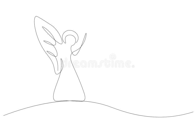 Angel One Line Drawing Vector Illustration Stock Vector - Illustration ...
