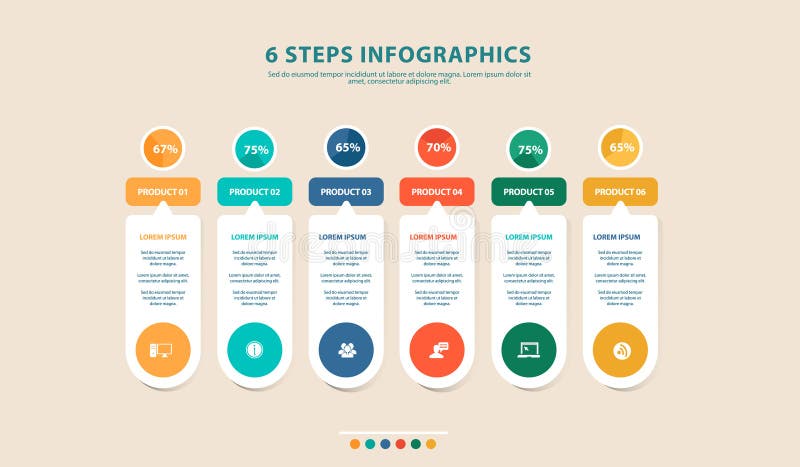 6 Steps Infographic, Vector Banner Can Be Used for Workflow Layout ...