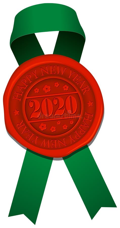 2020 Sealing Wax & Ribbon Vector Illustration / Happy New Year Stock ...