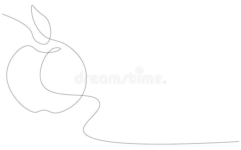 Apple Continuous Line Drawing, Single Line Drawing of Apple Fruit ...