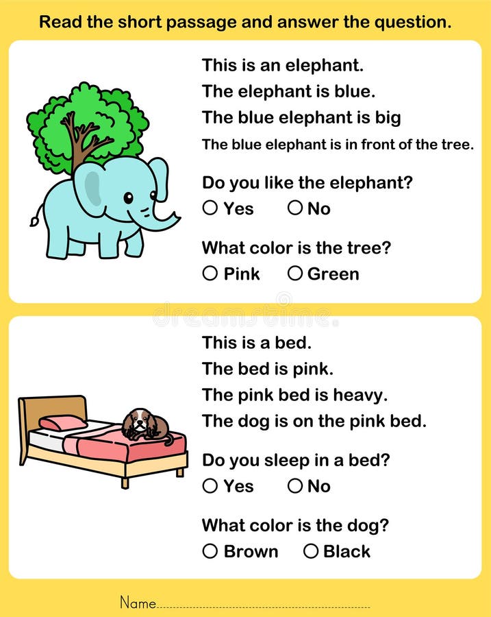 Read the Short Passage and Answer the Question. Stock Vector ...