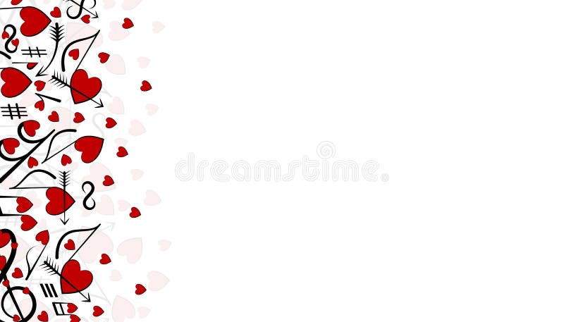 Hearts and Music Notes. Set of Elements for Valentine`s Day Stock ...