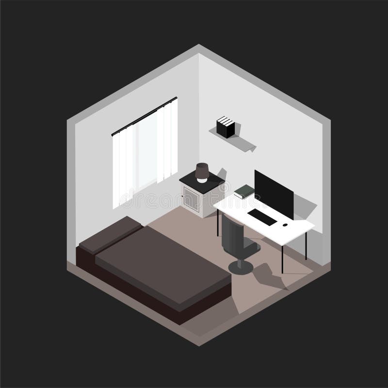 Home Room Isometric Illustration, Isometric Side View Interior Stock ...