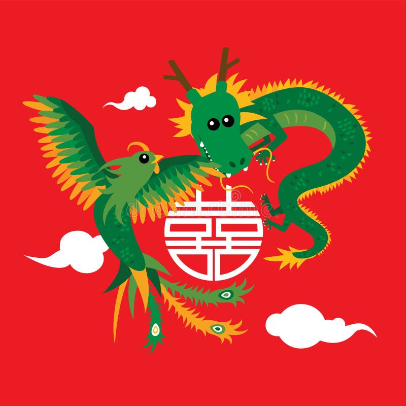 Dragon and Phoenix stock vector. Illustration of artistic - 5924882