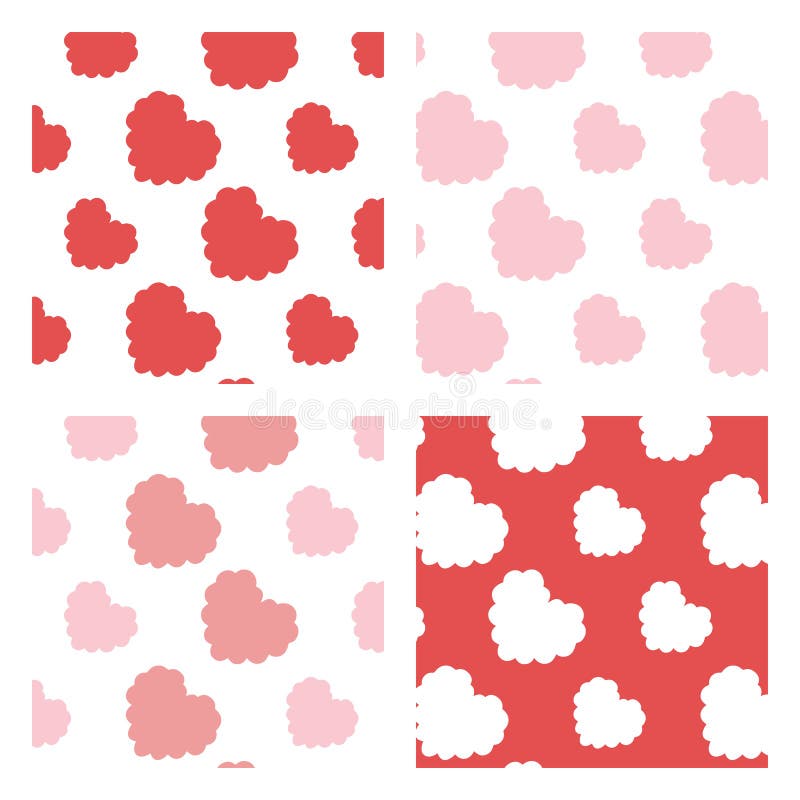 Vector Illustration of Slant Pink,red,white Heart Pattern Set. Stock ...