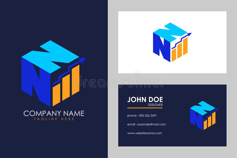 Cubic Font N N with Financial Logo Sign Symbol, Stock Vector ...