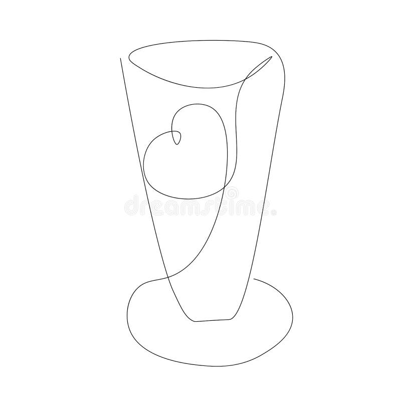 Cup of Coffee Continuous Line Drawing with Heart Love Vector Stock ...
