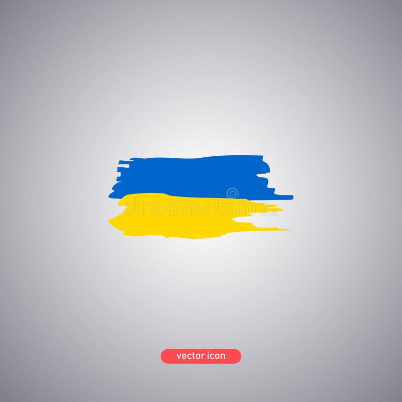 Ukraine Flag Painted with Two Brush Strokes Isolated on Gray Background ...