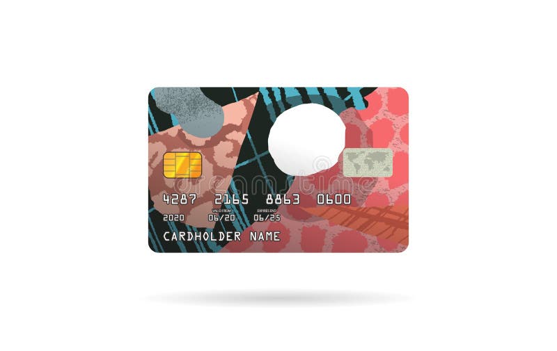 Credit Card Design Cartoon Colorful Abstract Isolated on White ...