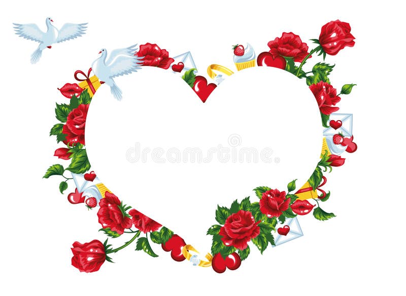 Banner in a Shape of Heart with Red Roses. Stock Illustration ...