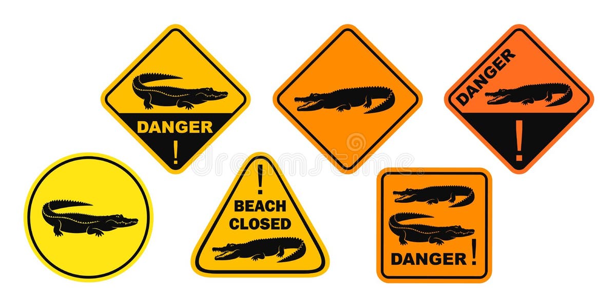 Beware Crocodile Sign Stock Illustrations – 196 Beware Crocodile Sign ...