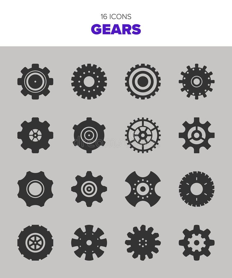Collection of Vector Gears in Flat Design Stock Vector - Illustration ...