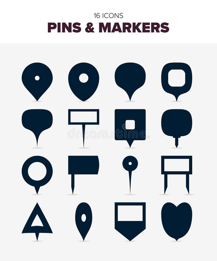 16 Vector Pins, Flags and Markers Stock Illustration - Illustration of ...