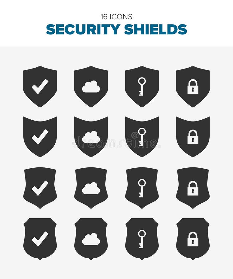 16 security shield icons stock vector. Illustration of beautiful ...
