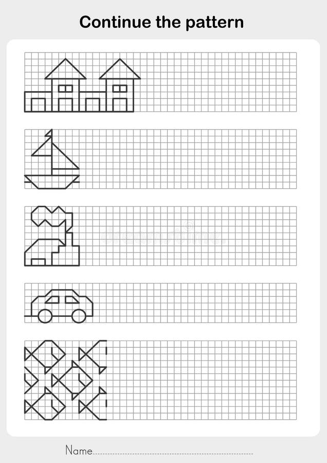 Draw the Line Continue the Pattern - Worksheet for Education. Stock ...