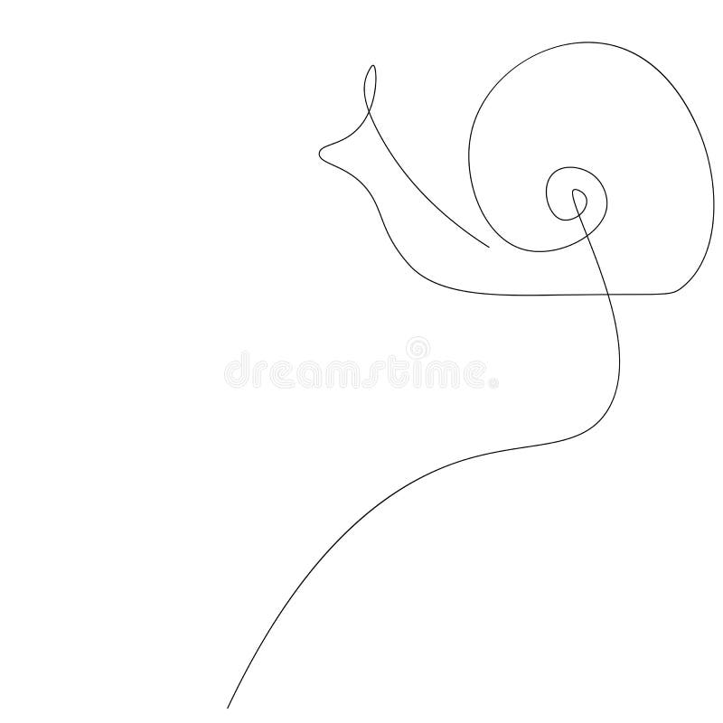 Snail One Line Drawing, Vector Illustration Stock Vector - Illustration ...