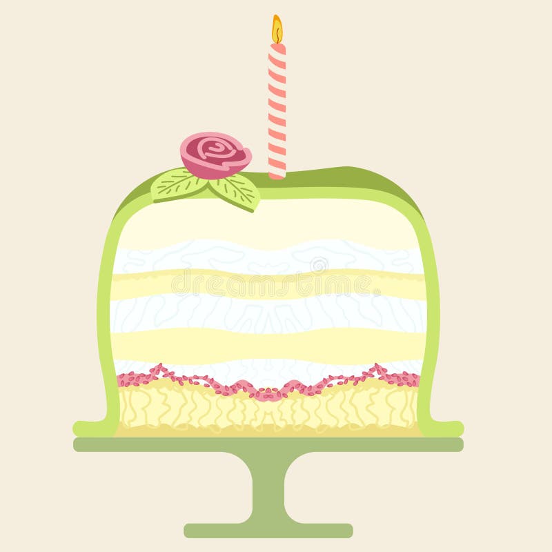 Cute Marzipan Covered Birthday Cake Stock Vector - Illustration of flat ...