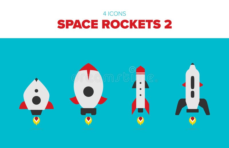 Set of 4 Beautifully Designed Rockets Stock Vector - Illustration of ...