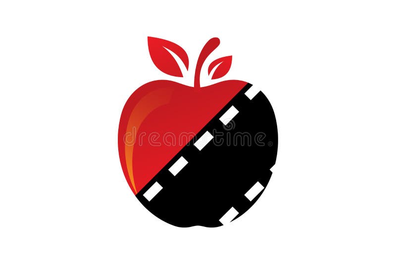 Apple and Film Reel Logo Sign Symbol in Flat Style Stock Vector ...