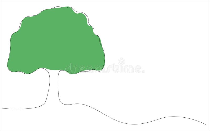 Spring Green Tree Line Drawing, Vector Illustration Stock Vector ...