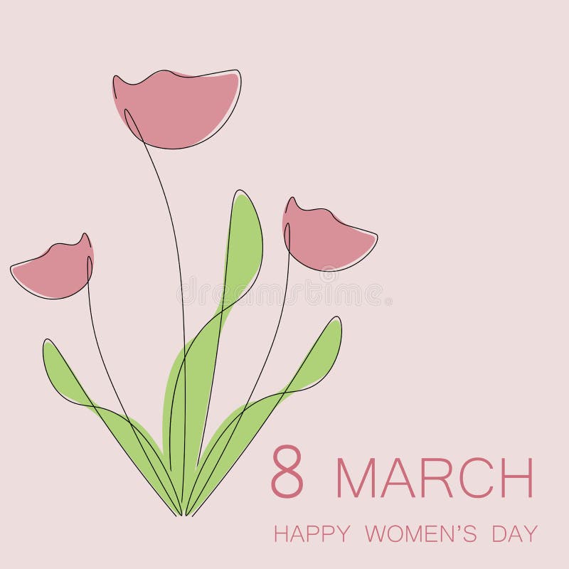 Women`s Day Card with Flower Spring Vector Stock Vector - Illustration ...