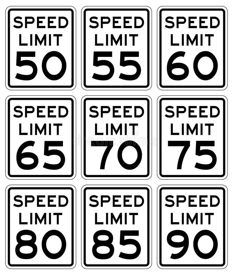 Speed Limit Sign Set stock vector. Illustration of plate - 174019384
