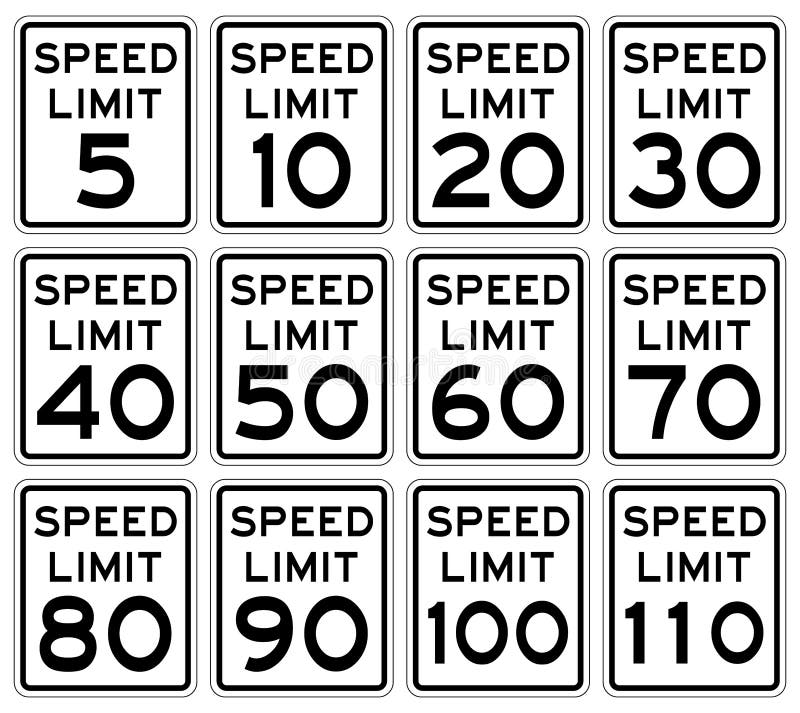 Speed Limit Sign Set stock vector. Illustration of indication - 174039856