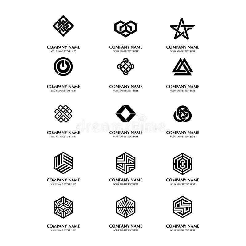 Set of Abstract Business Shape Geometric Logo Design Vector Stock ...