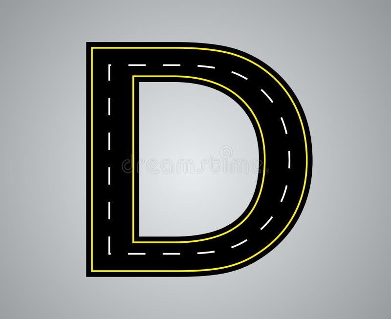 Alphabet Letter Road with White and Yellow Line Markings Highway ...