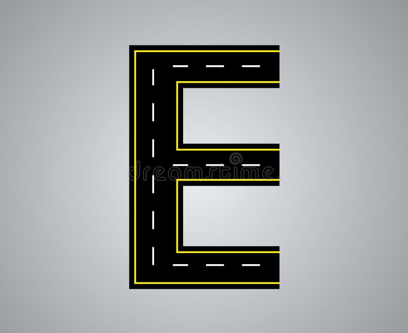 Alphabet Letter Road with White and Yellow Line Markings Highway ...