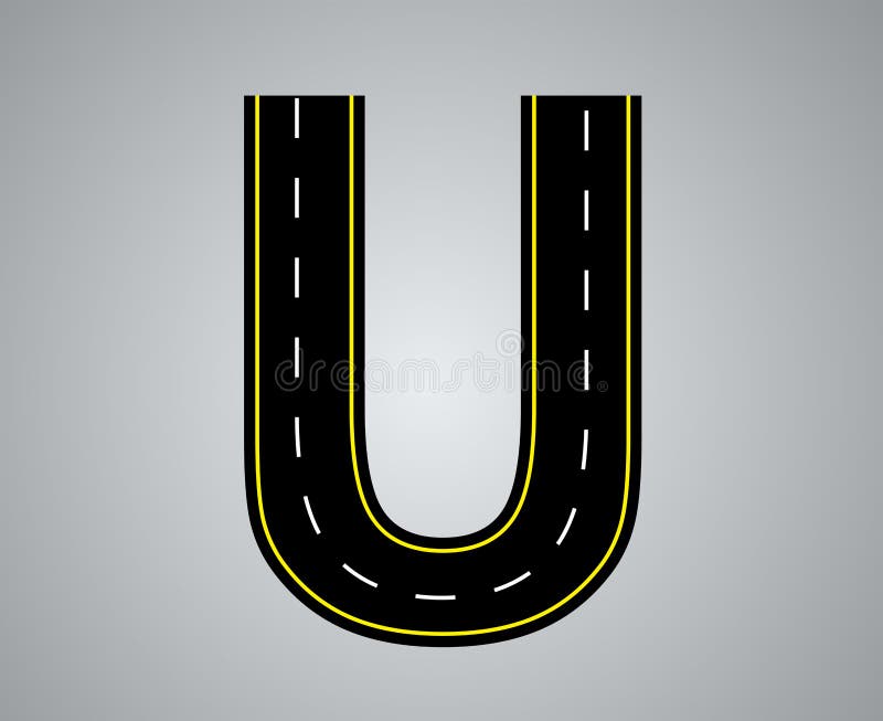 Alphabet Letter Road with White and Yellow Line Markings Highway ...