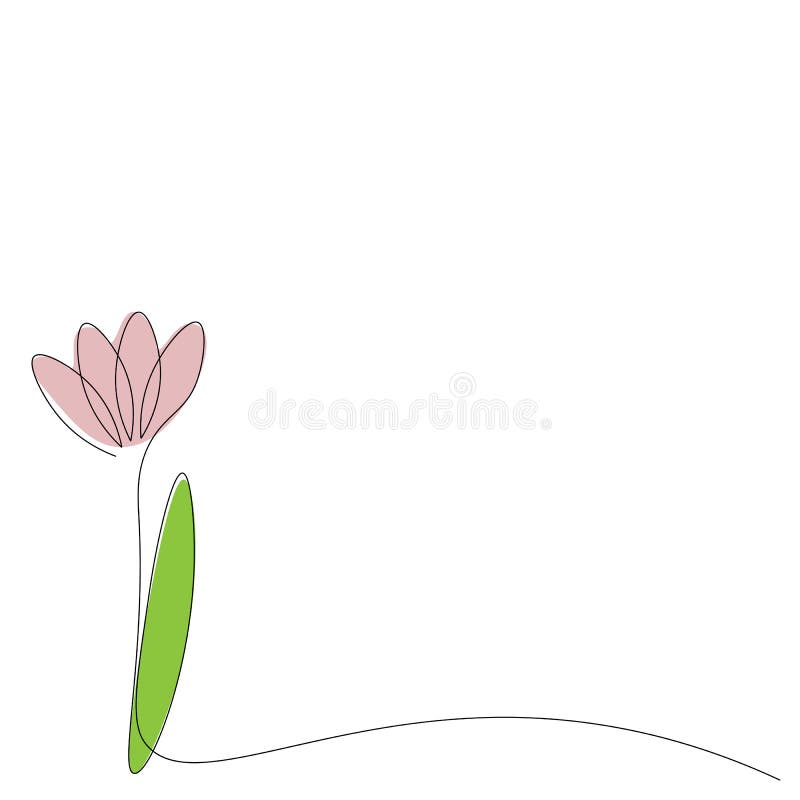 Flower Border One Line Drawing Vector Stock Vector - Illustration of ...