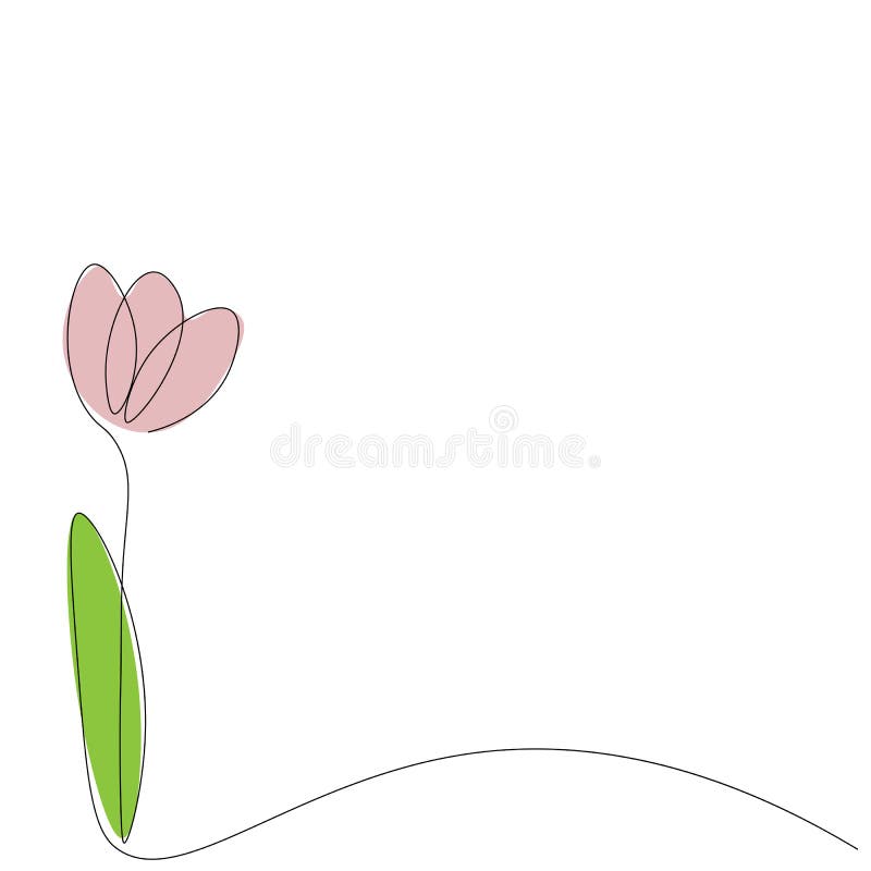 Flower Border One Line Drawing Vector Stock Vector - Illustration of ...