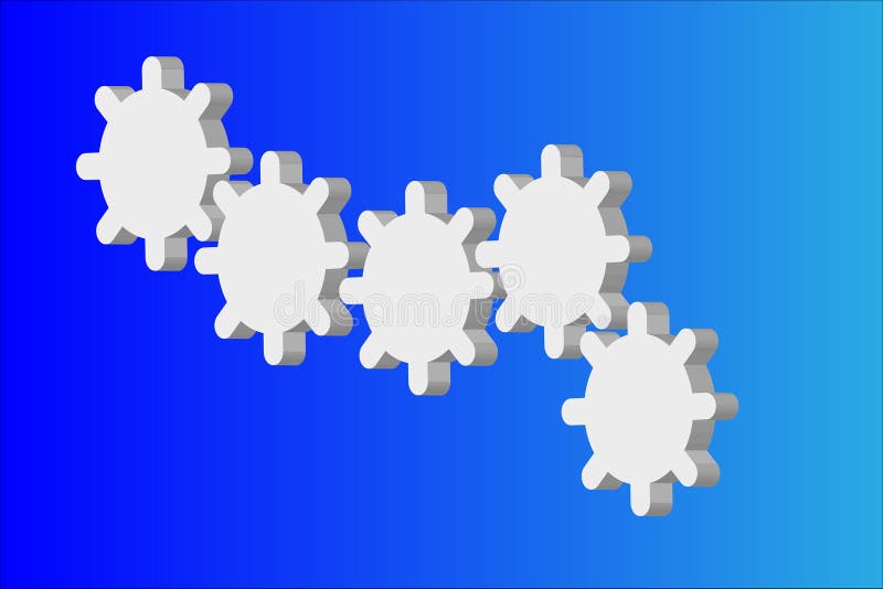 Set of Gears Interconnected 3 Dimensional Illustration Icon Stock ...