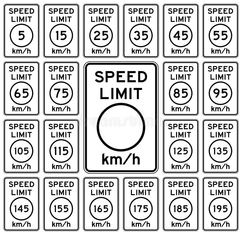 Speed Limit Kph Sign Set stock vector. Illustration of information ...